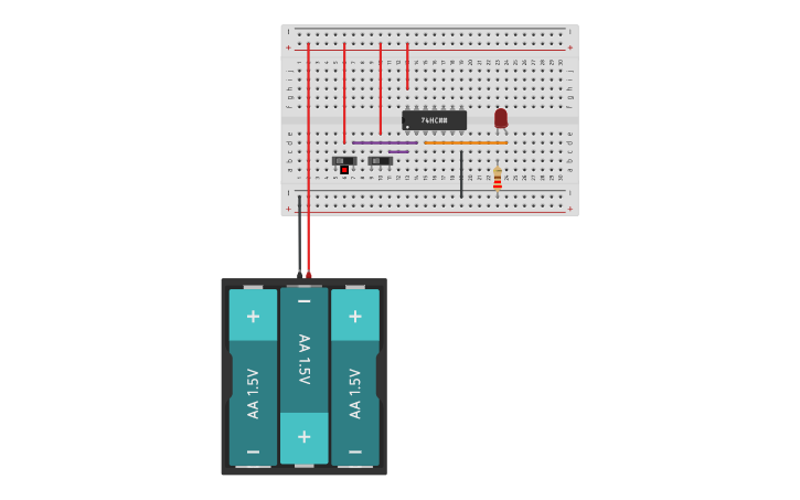 Circuit design NAND GATE 2 INPUT - Tinkercad