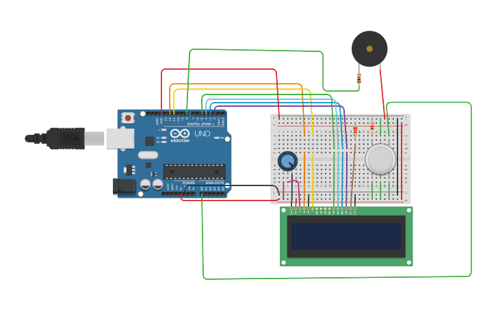 Circuit Design Air Quality Monitoring System Tinkercad