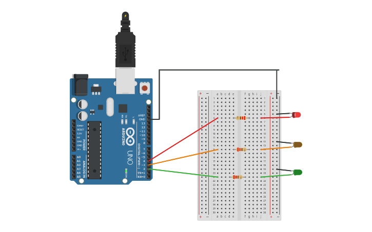 Circuit design traffic light | Tinkercad
