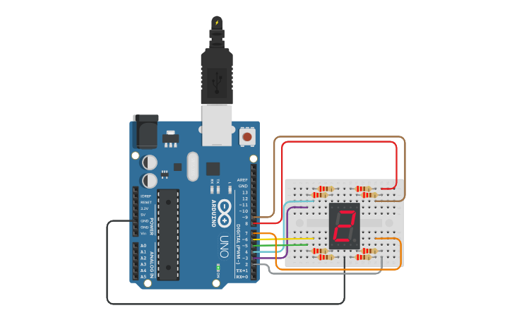 Circuit Design Arduino Seven Segment Display Tinkercad 