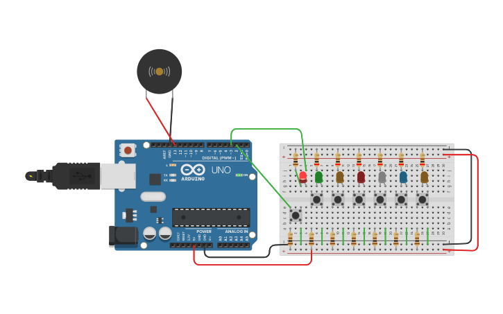 Circuit design electronic buzzer | Tinkercad