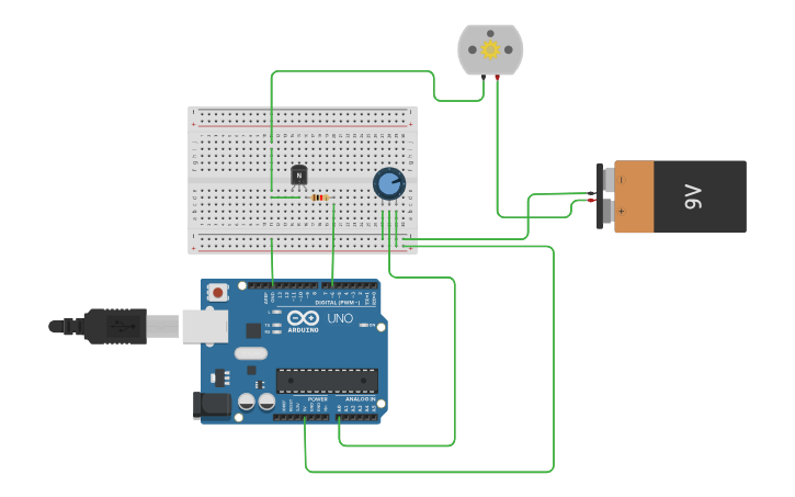 Circuit design DC motor controller - Tinkercad