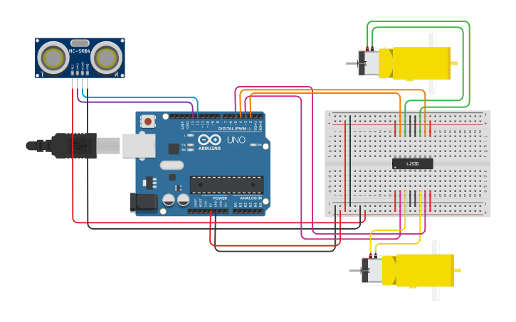 Circuit design Obstacle Avoidance Robot | Tinkercad
