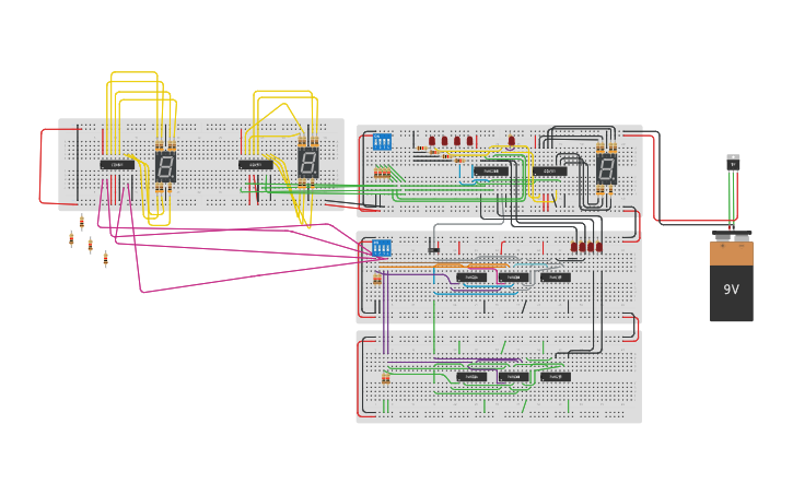 Circuit design 4 Bit ALU - Tinkercad