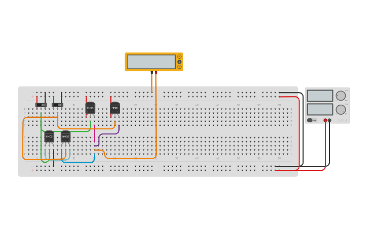 Circuit design NAND CMOS - Tinkercad