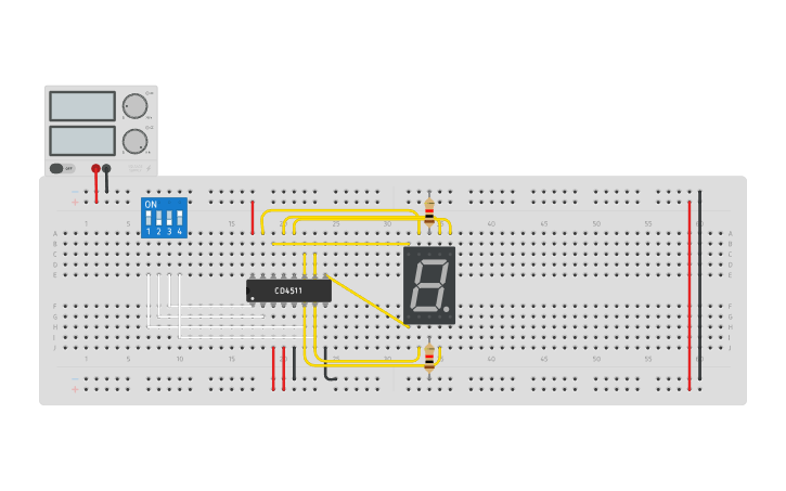 Circuit design BCD to 7 segment LED By 061,025,003 (222 D2) - Tinkercad