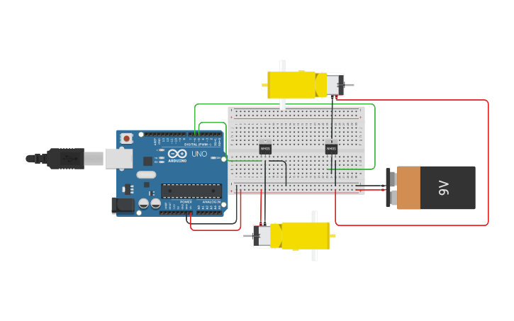 Circuit design IRF520 transistor - Tinkercad
