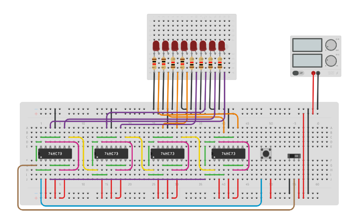 Circuit Design 8 Bit Asynchronous Down Counter Tinkercad