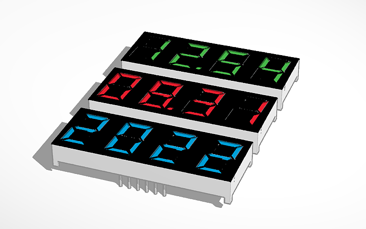 3D design Custom Display 4-Digit 7-Segment - Tinkercad