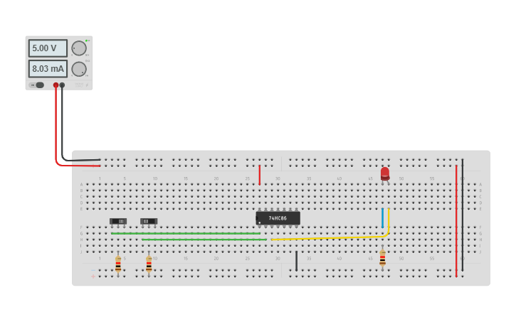 Circuit design X-OR Gate - Tinkercad