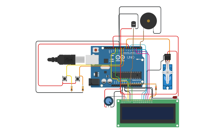 Circuit Design Arduino Parking Lot Tinkercad