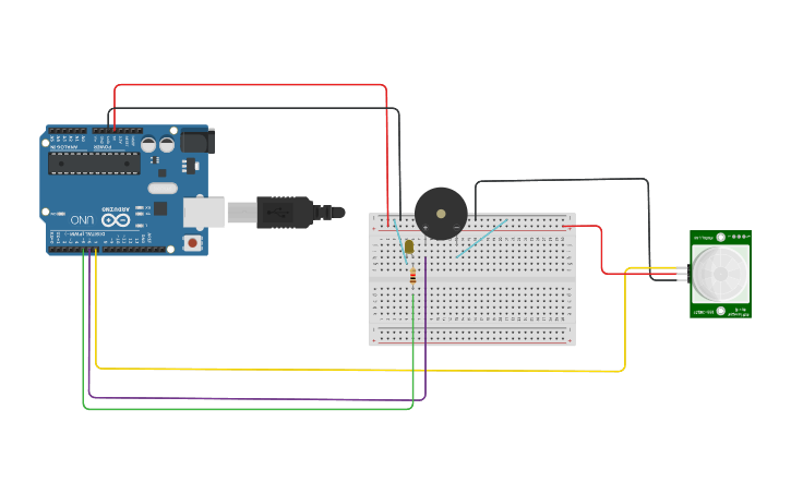 Circuit design Motion Detection Sensor - Tinkercad