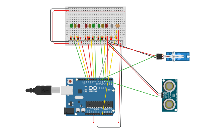 Circuit design LDR LED - Tinkercad