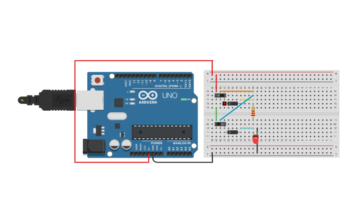 Circuit design Diode Resistor OR Gate - Tinkercad