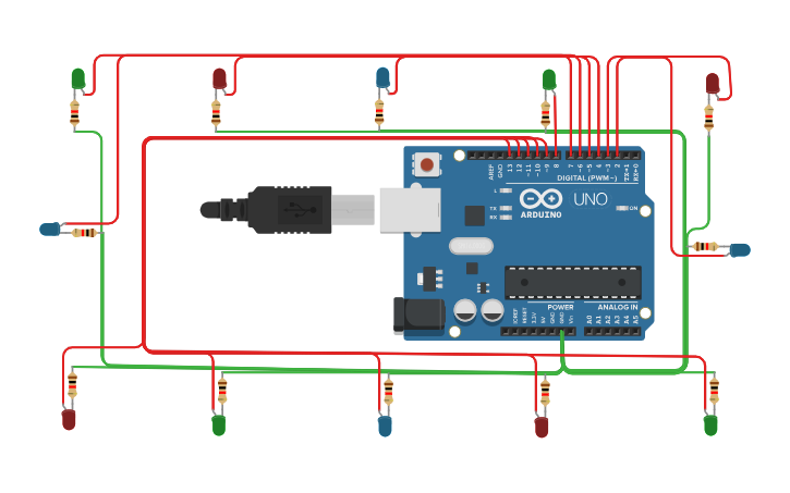 Circuit design LED BOX - Tinkercad