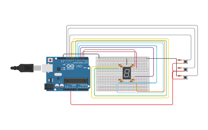 Circuit design Display 8 segmentos - Tinkercad