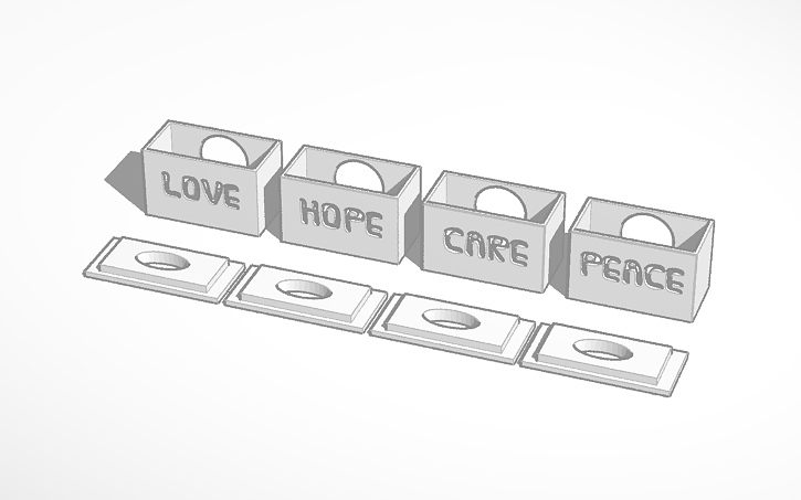 3D design The Love, Hope, Care, and Peace Virtue Containers | Tinkercad
