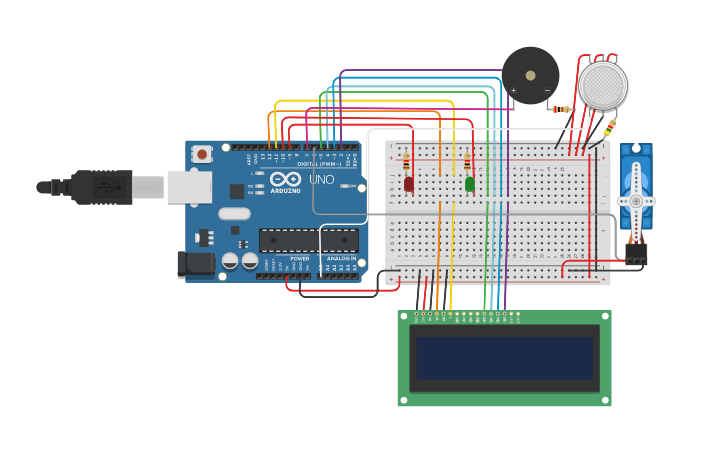Circuit design SKILLS EXAM _ Fire Alarm Security System - Tinkercad