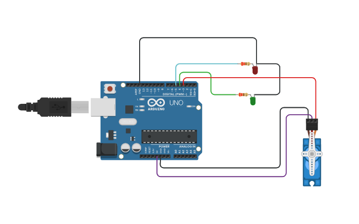 Circuit design Puerta garage controlado con arduino - Tinkercad