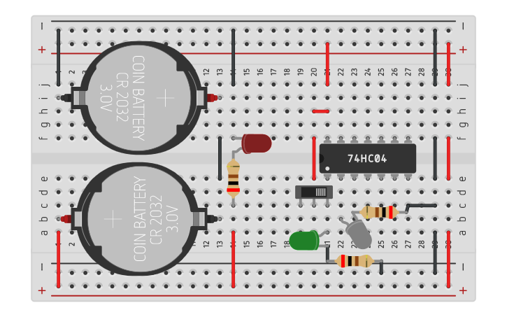 Circuit design NOT Logic Gate - Tinkercad