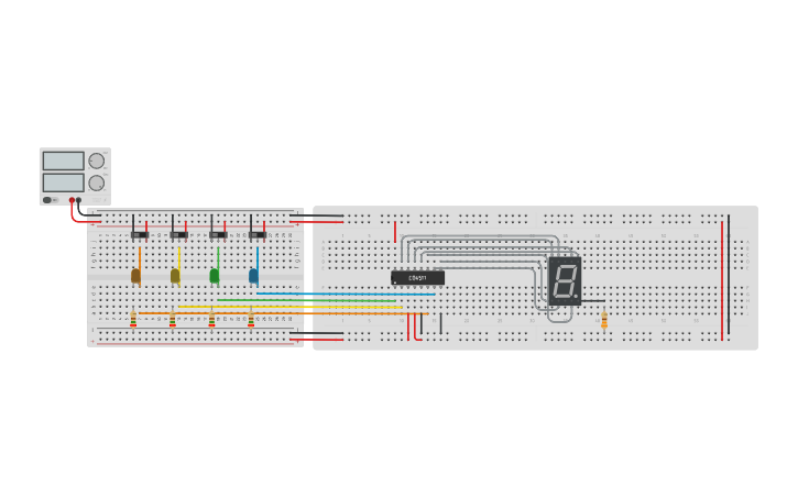 Circuit design Display a 7 segmenti | Tinkercad