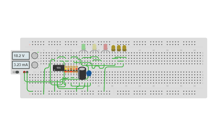 Circuit design Ornamental 555 Flashing LEDs - Tinkercad