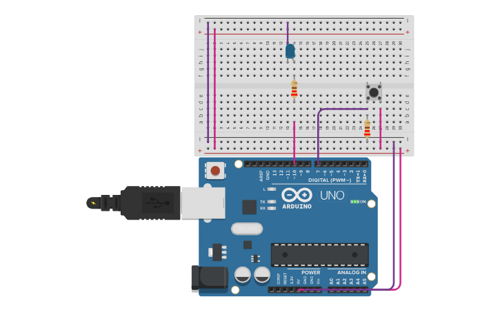 Circuit design arduino con pulsador - Tinkercad