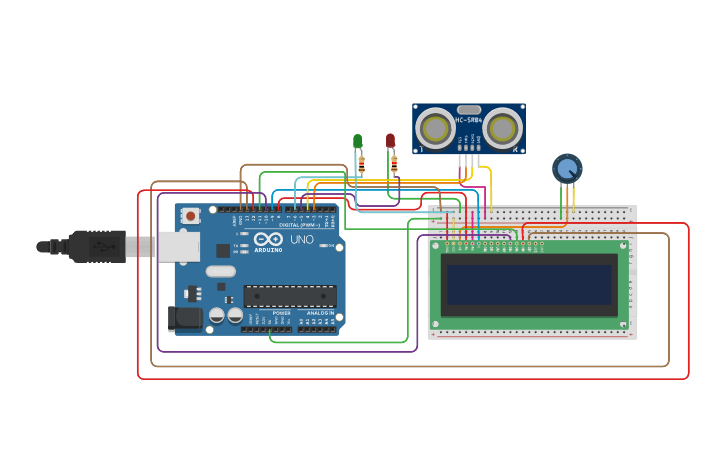 Circuit design Rizka Shakila_122120172_sensor jarak - Tinkercad