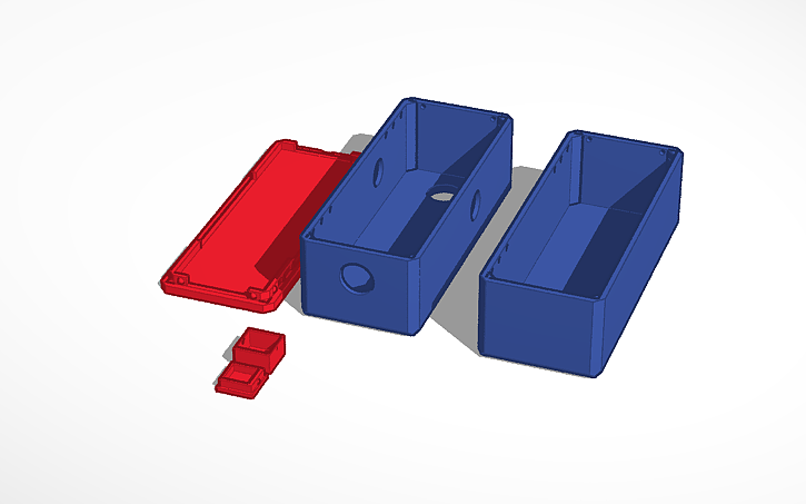 3D design 1590a ish with holes for jacks and switch - Tinkercad