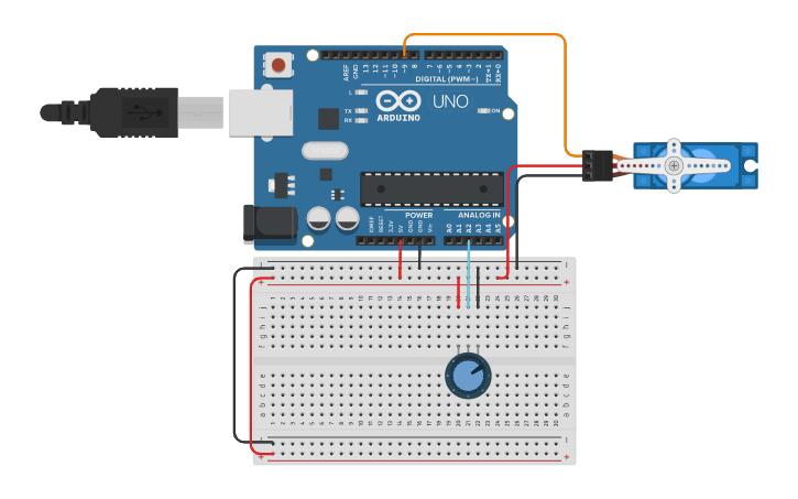 Circuit Design Lab 12 3 Control Server Motor With Potentiometer Tinkercad