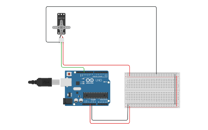 Circuit design servo motor - Tinkercad