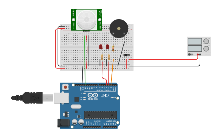 Circuit Design Motion Detector Simulation Tinkercad