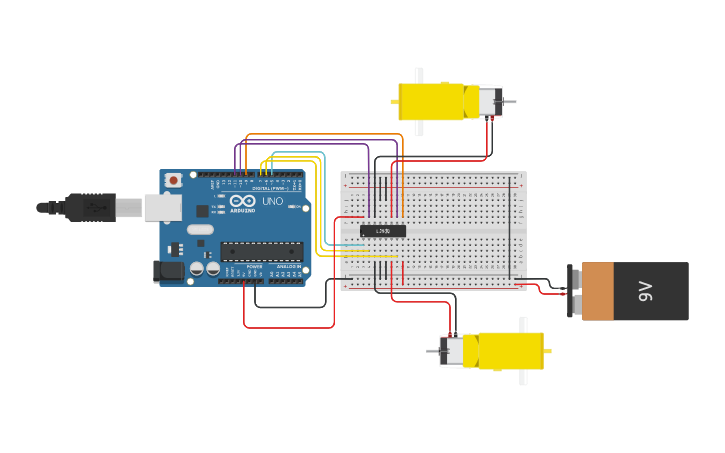 Circuit Design Exercício L293d 2 Motores Tinkercad
