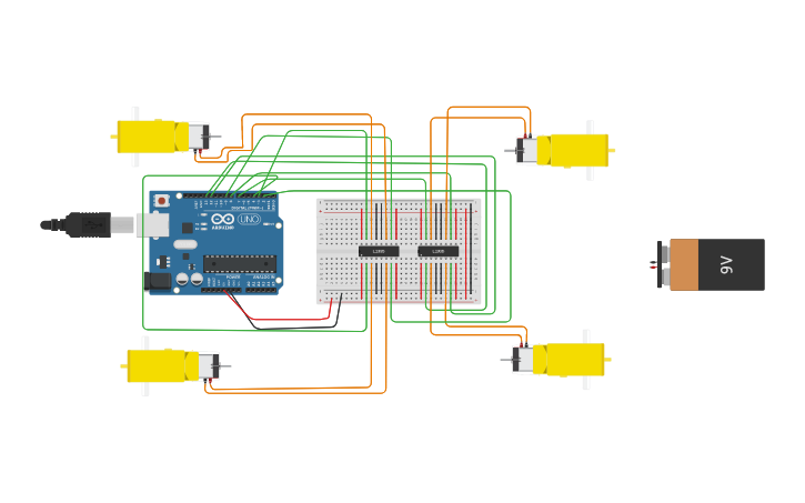 Circuit design carro a control remoto - Tinkercad