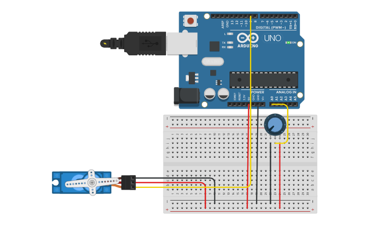 Circuit design Potentiometer Servo | Tinkercad