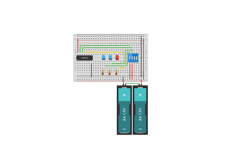 Circuit design OR回路(74HC32)のサンプル - Tinkercad