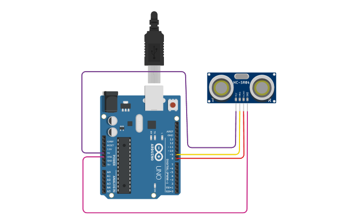Circuit design Sensor de distancia- Ludmila Lobo - Tinkercad