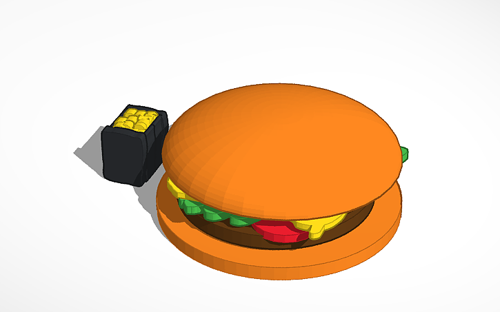 3D design Burger a hranolky | Tinkercad