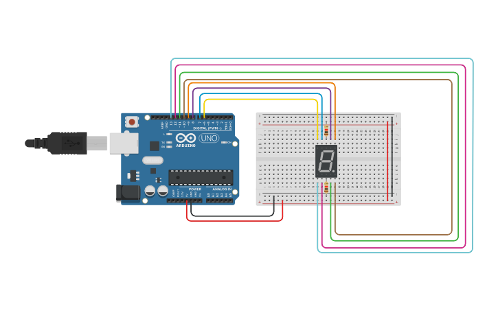 Circuit design 7-segment - Tinkercad