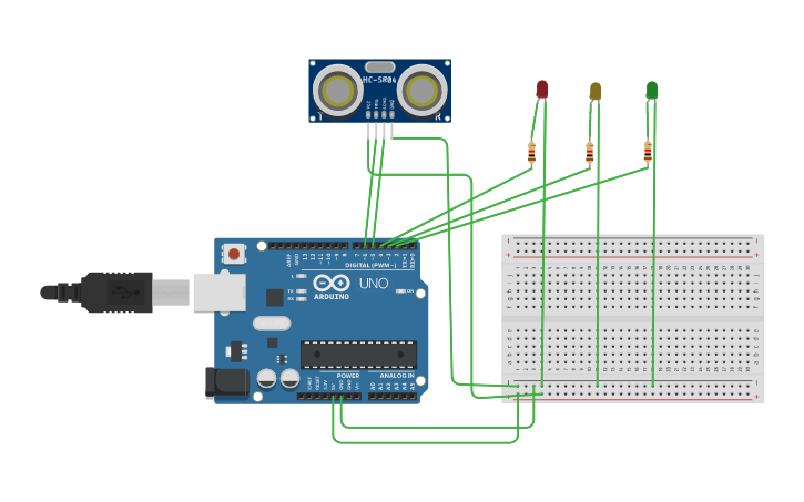 Circuit design ultrasonic system - Tinkercad
