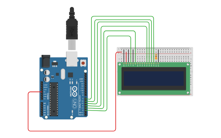 Circuit design 1_Display LCD 16X2 Nombre - Tinkercad