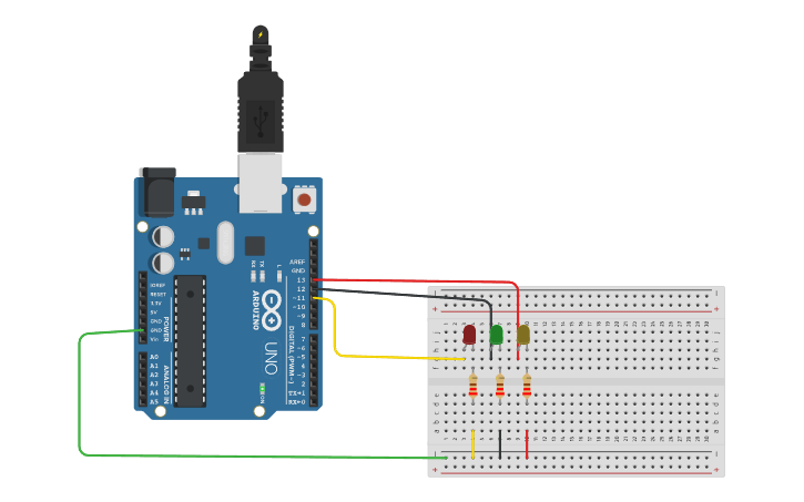 Circuit design Blinking Lights: Binary - Tinkercad