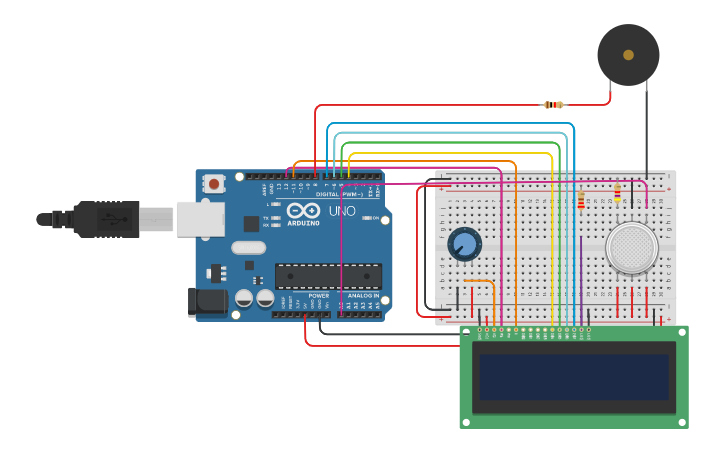 Circuit design Air Pollution Sensor/ Air Quality Sensor - Tinkercad