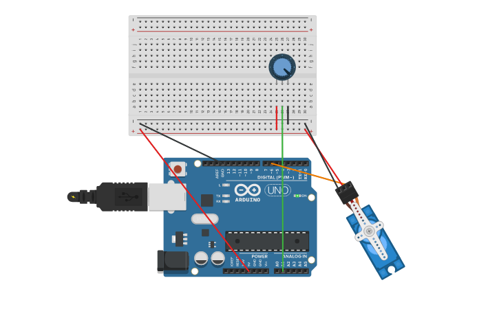 Circuit design 2D Control de un brazo robótico con un potenciómetro ...