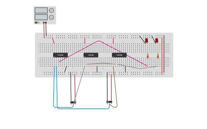 Circuit design Half Subtractor | Tinkercad