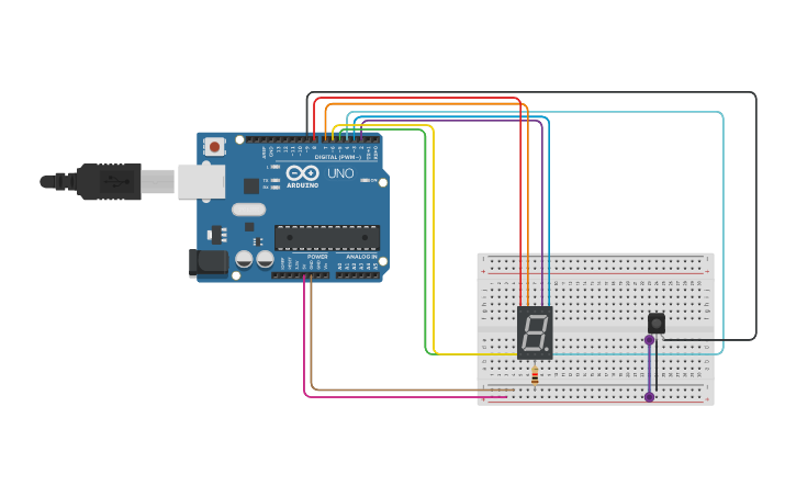 Circuit design Arduino 7 segmentos - Tinkercad