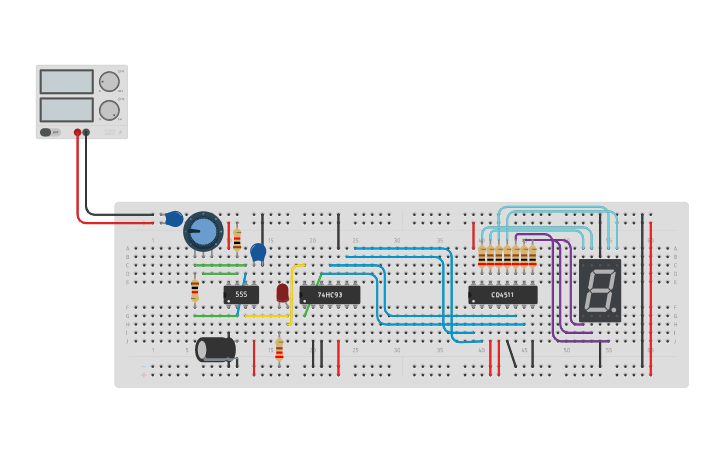 Circuit design L21 Counter with 7 segment | Tinkercad