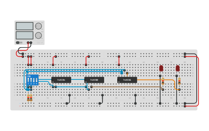 Circuit design HALF SUBTRACTOR - Tinkercad
