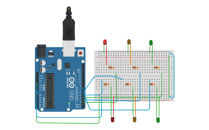 Circuit design 2 way traffic light - Tinkercad