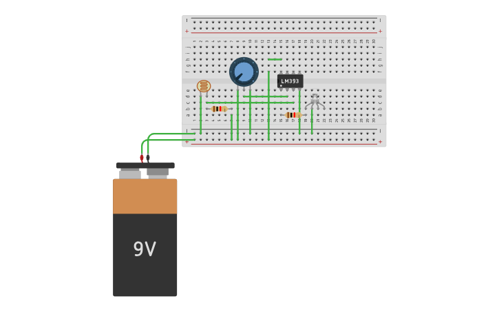 Circuit design LM393 Comparator Based Light Detector - Tinkercad